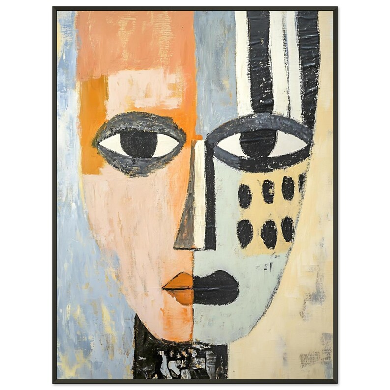 Colorful Abstract Face Framed Poster - Unique Art Print in Black ...