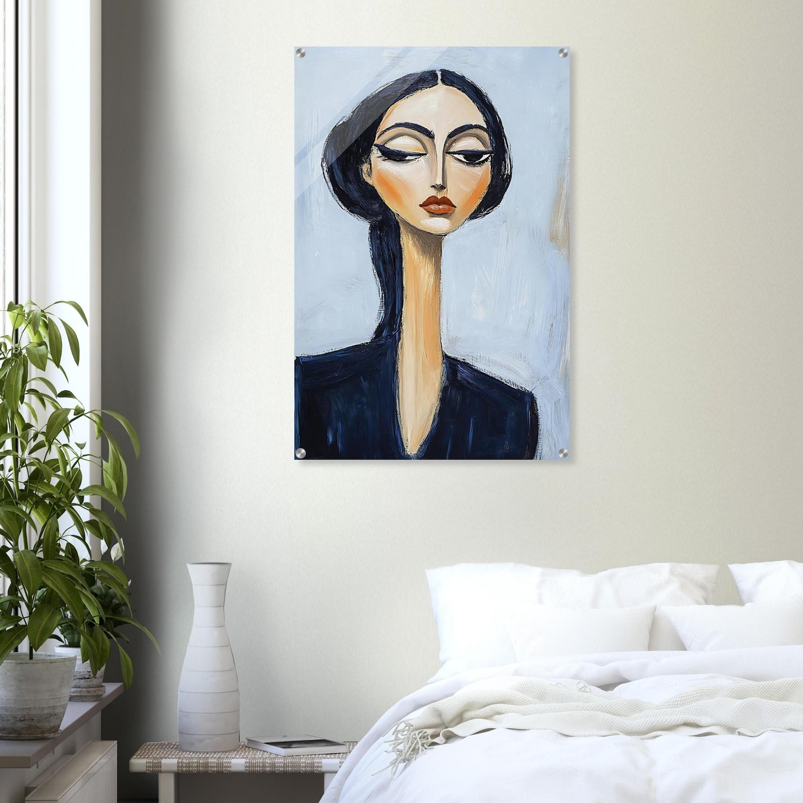 Acrylic Print of Long-necked Woman | Modern Modigliani Inspired Art ...