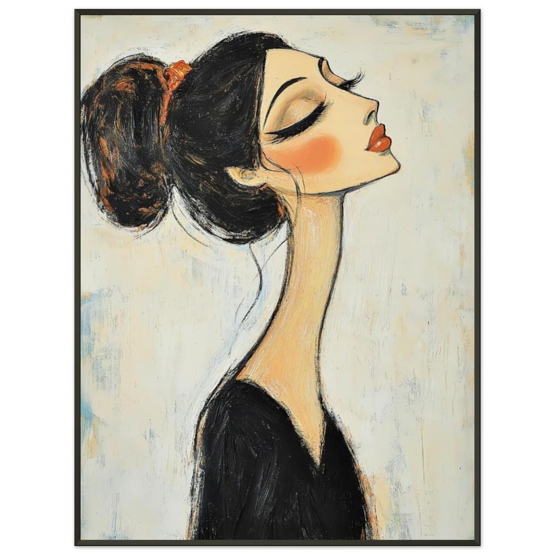Elegant Long-neck Woman Portrait | Modigliani-inspired Side Profile ...