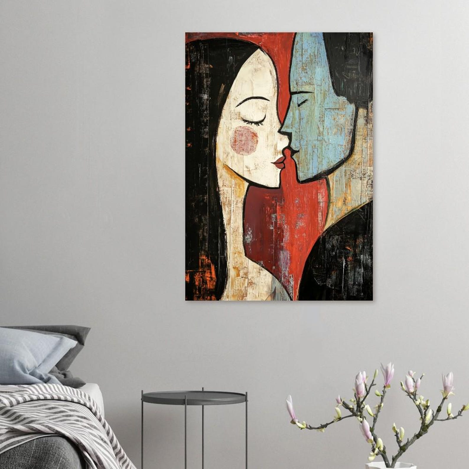 Romantic Romeo and Juliet Aluminum Print - Abstract Side Profiles on ...