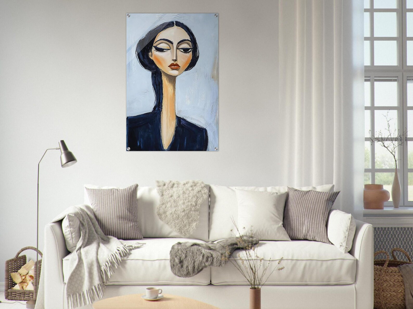 Acrylic Print of Long-necked Woman | Modern Modigliani Inspired Art ...