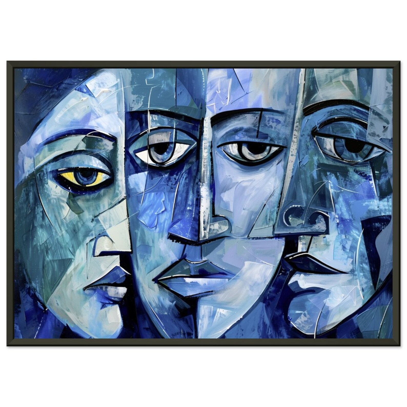 Picasso Inspired Abstract Faces - Blue Period Painting, Premium Matte ...