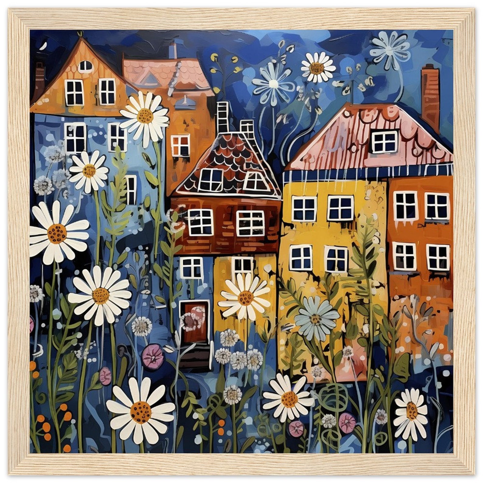 Charming Copenhagen Whimsical Naive Art Painting Classic Semi-glossy ...