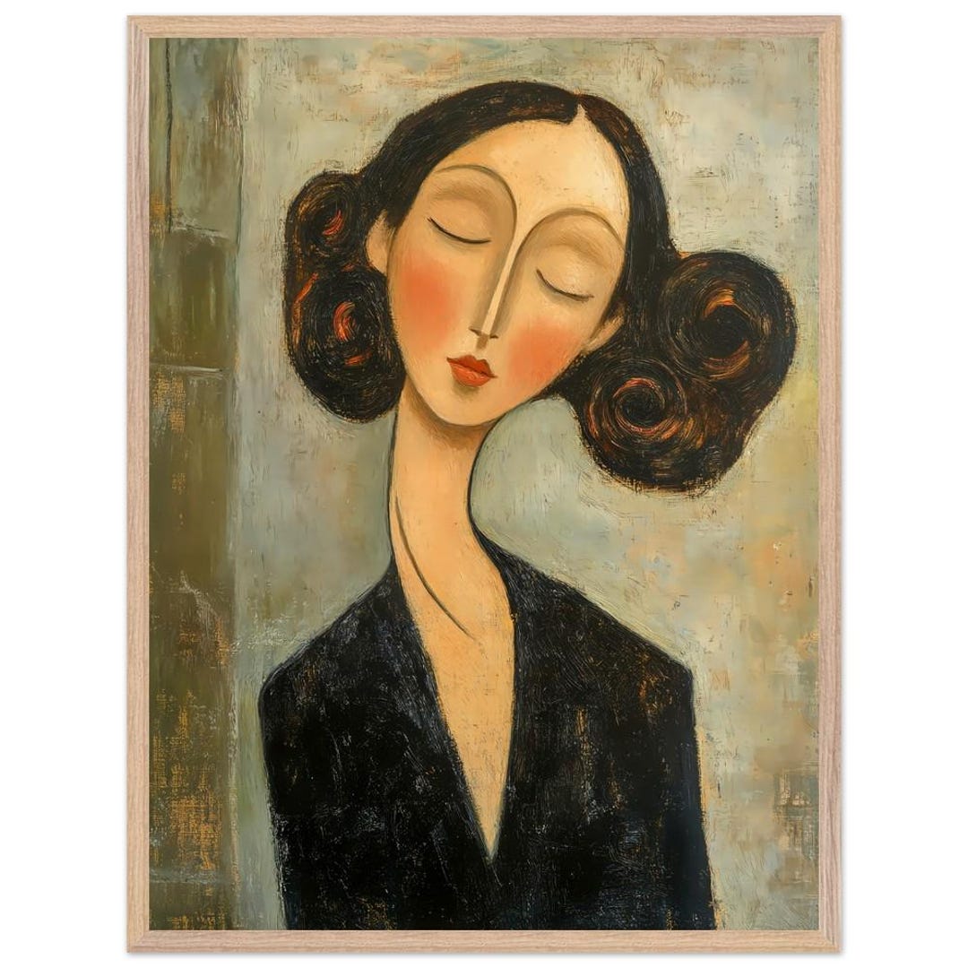 Modigliani-inspired Woman Long Curvy Neck – Framed Museum-quality Art ...