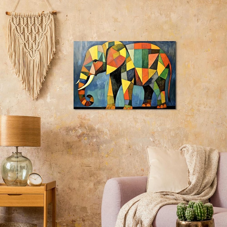 Colorful Cubist Elephant Art - Vibrant Aluminum Print - Etsy