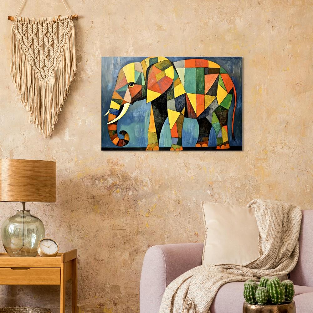 Colorful Cubist Elephant Art - Vibrant Aluminum Print - Etsy