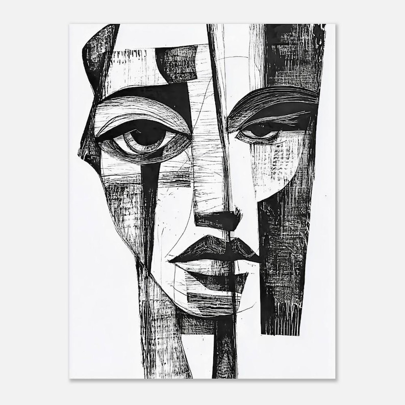 Unique Abstract Black and White Human Portrait With Premium Matte Paper ...