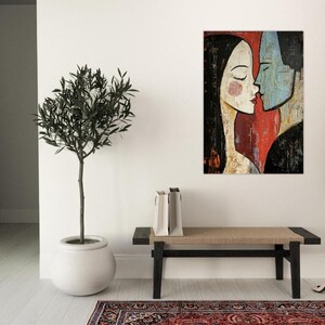 Romantic Romeo and Juliet Aluminum Print - Abstract Side Profiles on ...