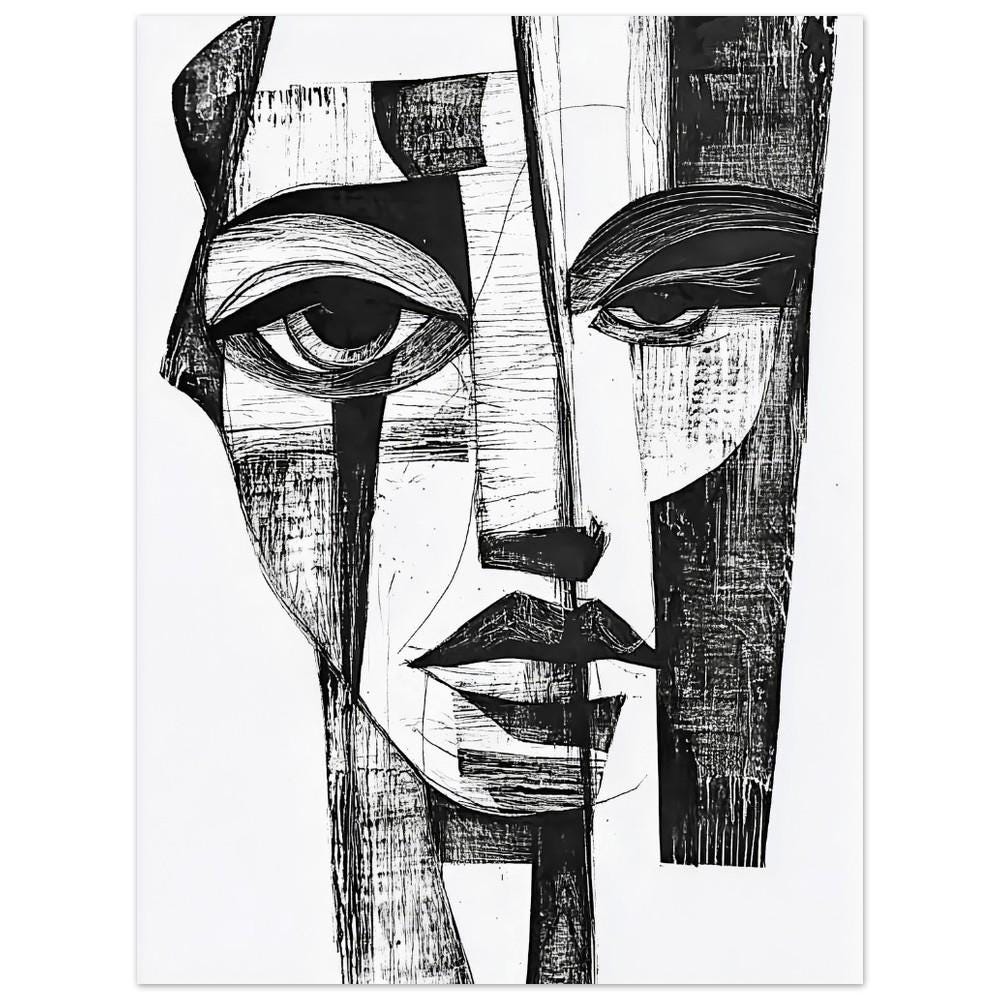 Unique Abstract Black and White Human Portrait With Premium Matte Paper ...