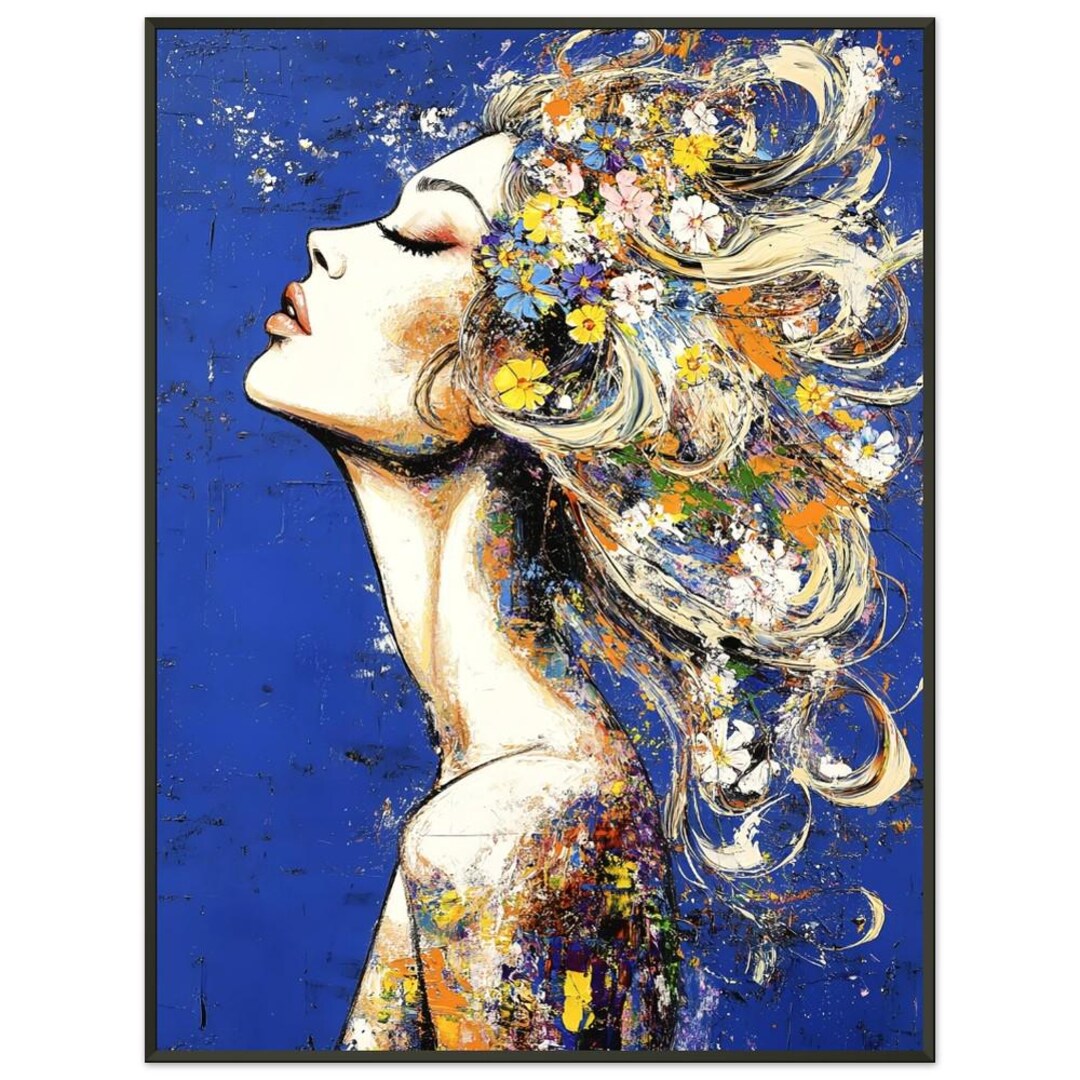 Stunning Abstract Woman Framed Poster - Pop Art Style With Flowers ...