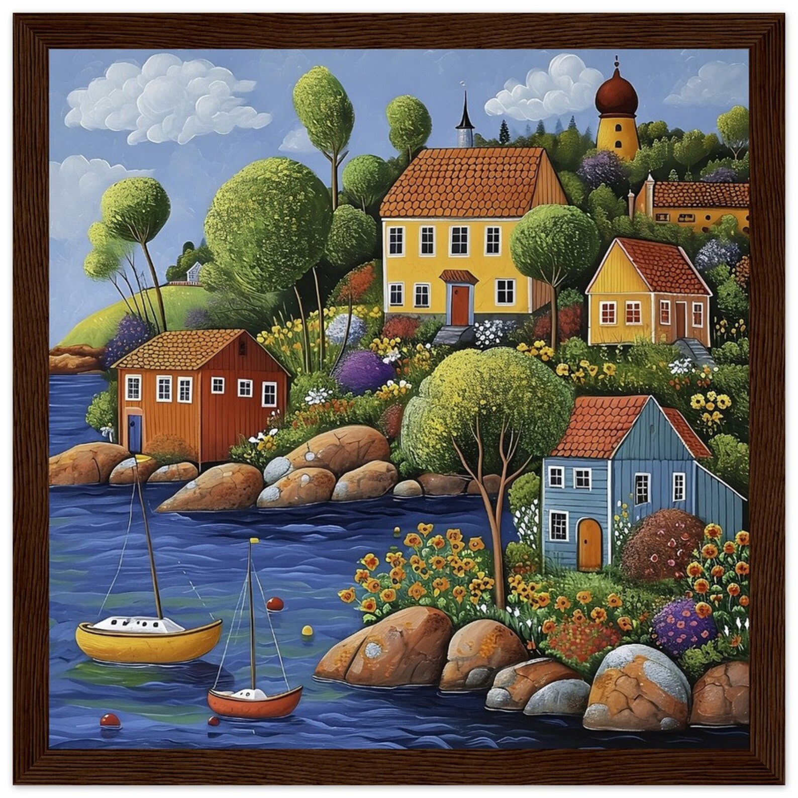 Serene Stockholm Archipelago - Naive Art Painting Classic Semi-glossy ...