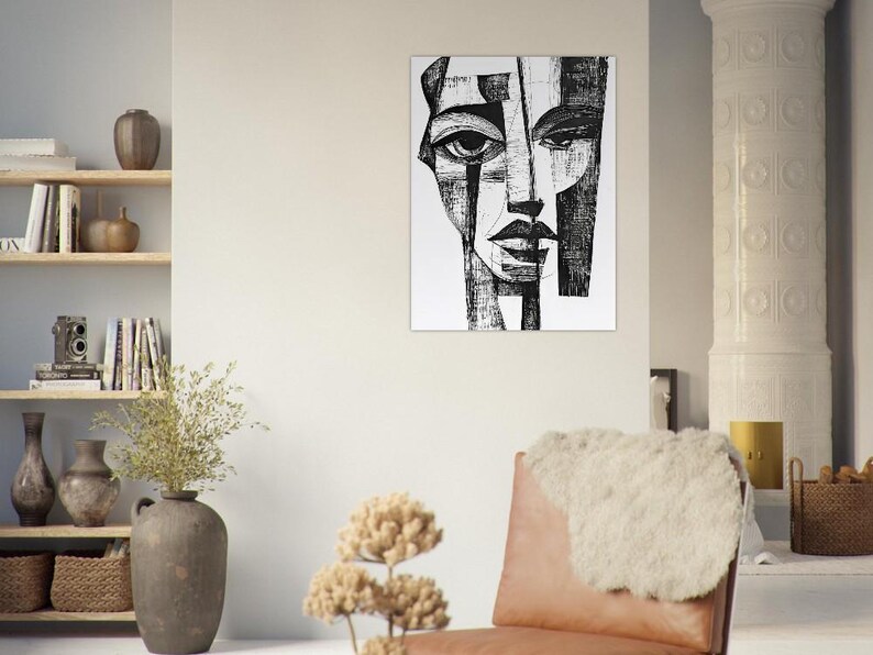 Unique Abstract Black and White Human Portrait With Premium Matte Paper ...
