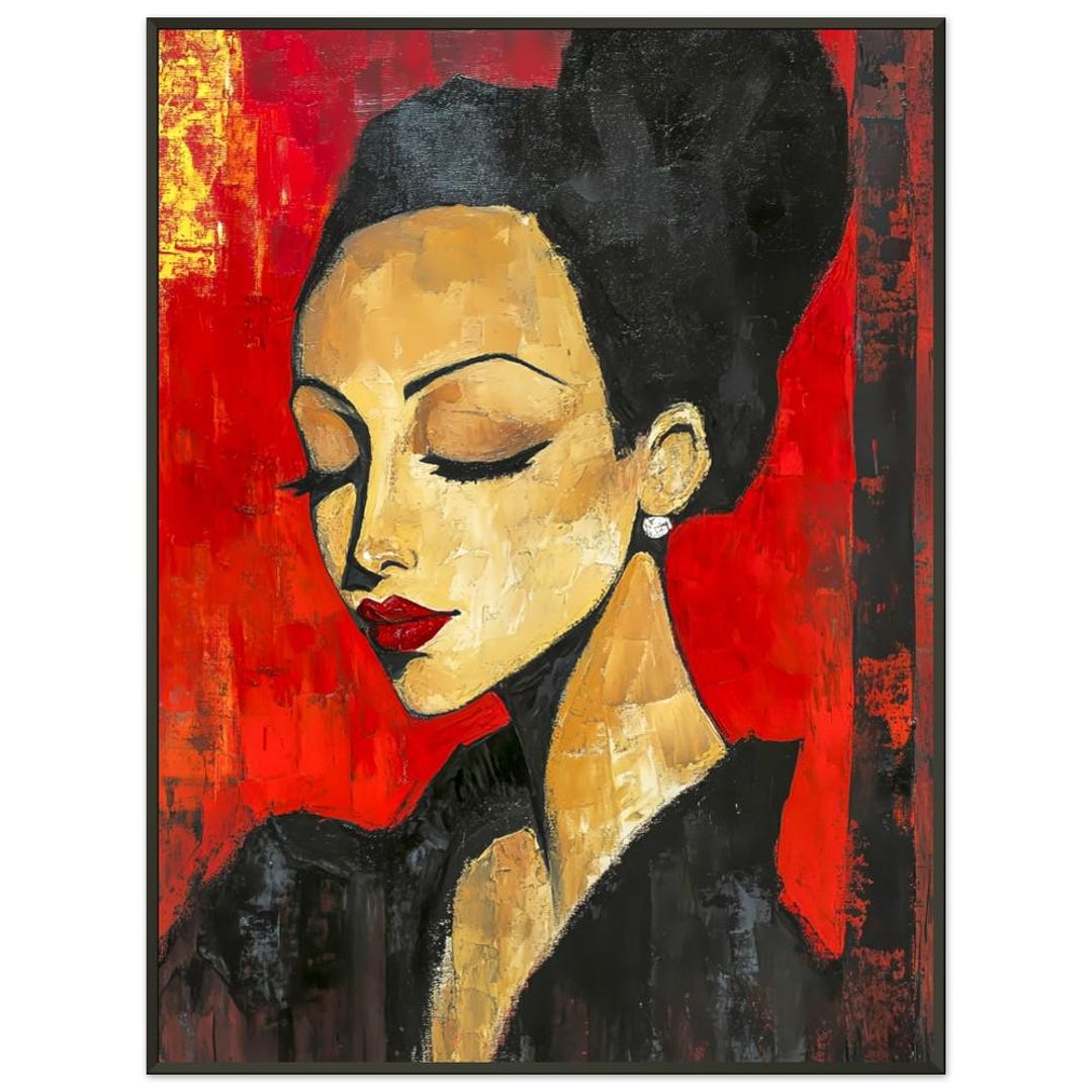 Elegant Woman Portrait Art Print Modern Feminine Design With Black Updo ...