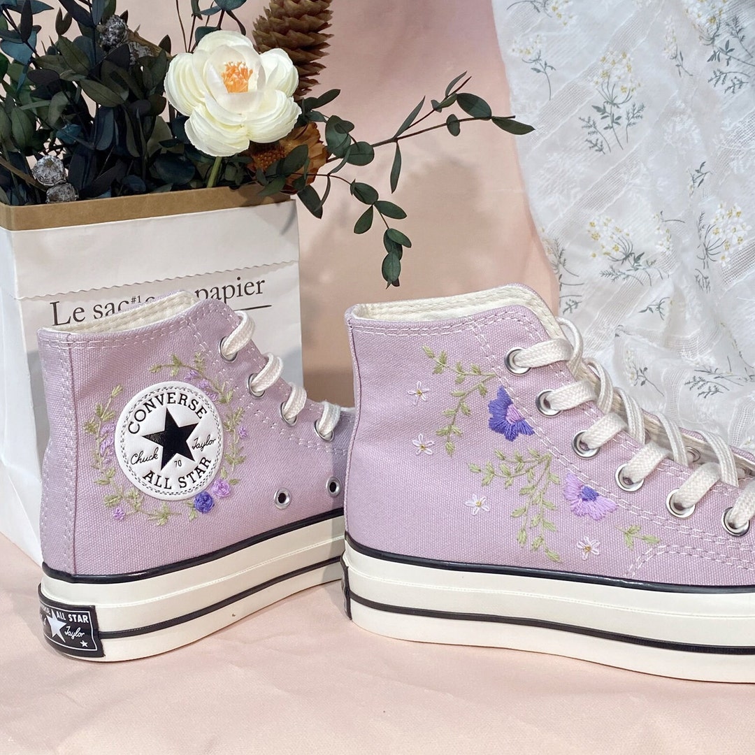 Converse Embroidered White Flowers / Converse Custom - Etsy