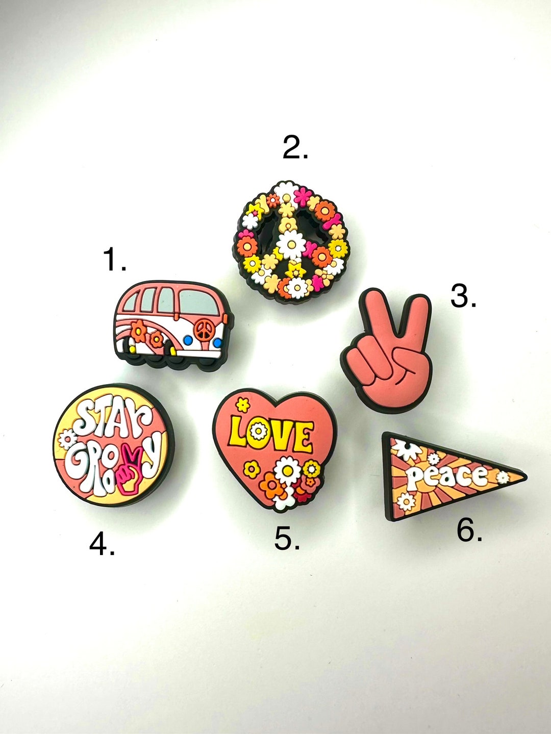 Peace Style Croc Charms Hippie Shoe Charms Peach Aesthetic Charms ...