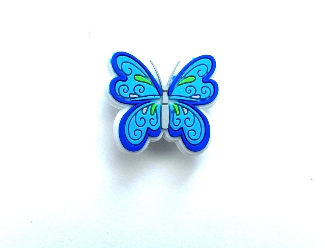 Blue Butterfly Charm Bugs Accessories Clog Clips Black and White Charm ...