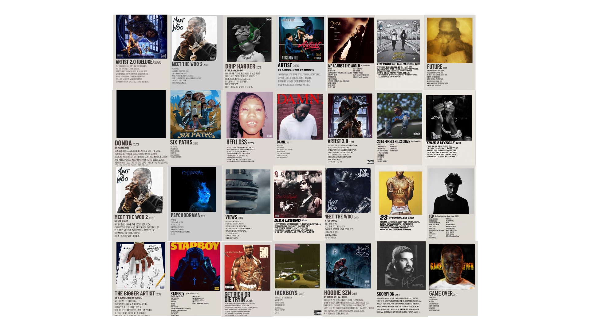 25PCS Minimalist Rap Album Cover Poster, Minimalist Hip-hop Music ...