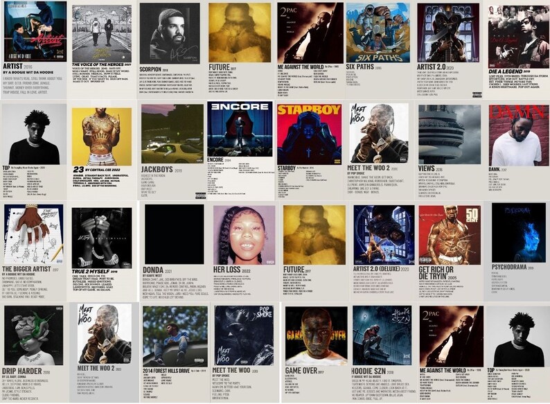 25PCS Minimalist Rap Album Cover Poster, Minimalist Hip-hop Music ...