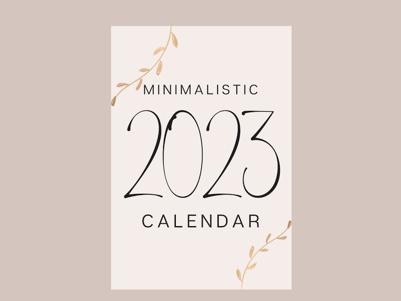 Minimalist 2023 12 Month Calendar Printable/digital 2023 - Etsy