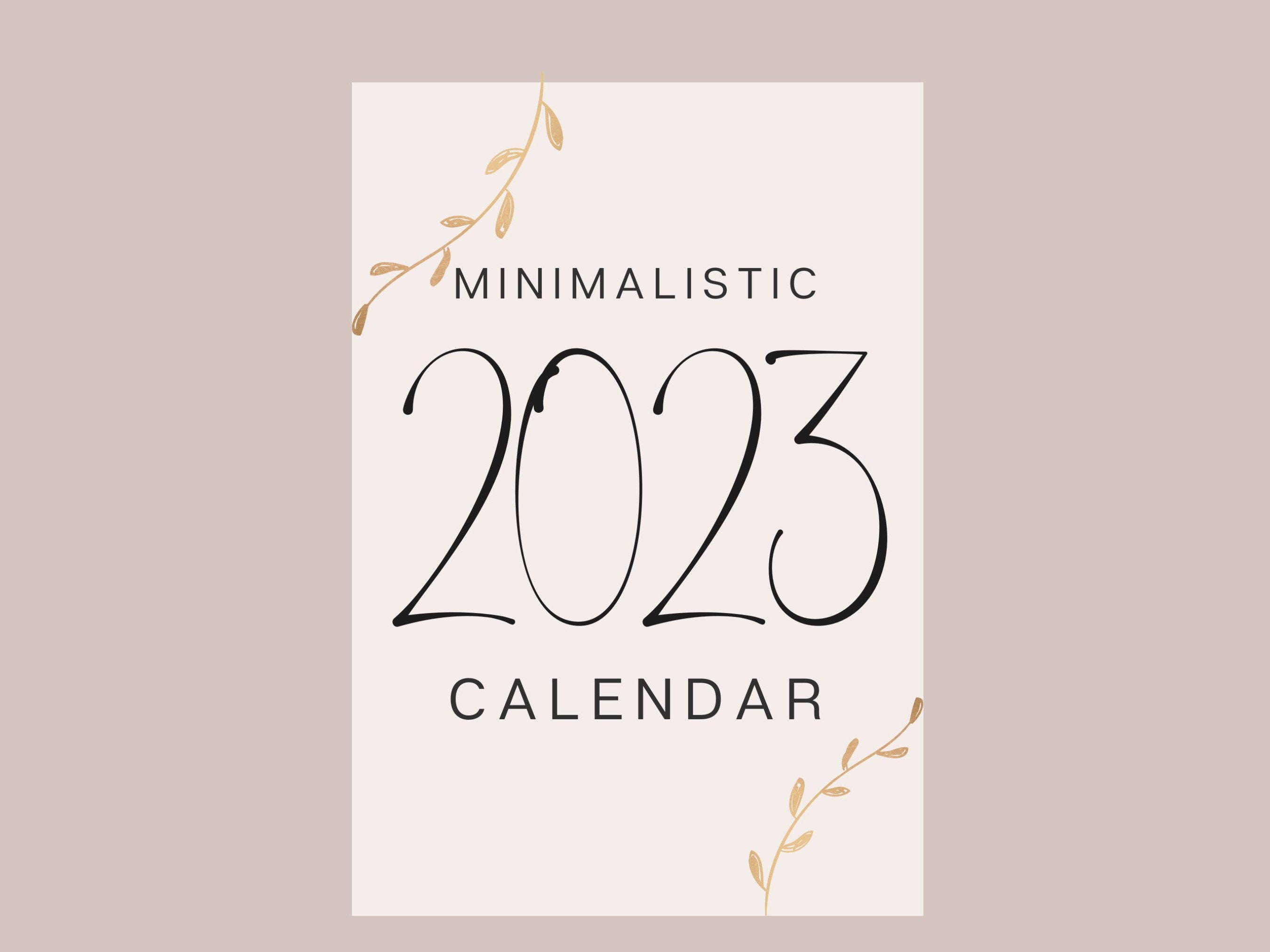 Minimalist 2023 12 Month Calendar Printable/digital 2023 - Etsy
