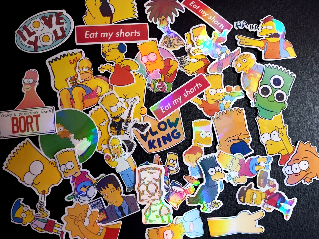 20 Random Bart, Homer Holographic Stickers Laptop Decals, OP Decals - Etsy