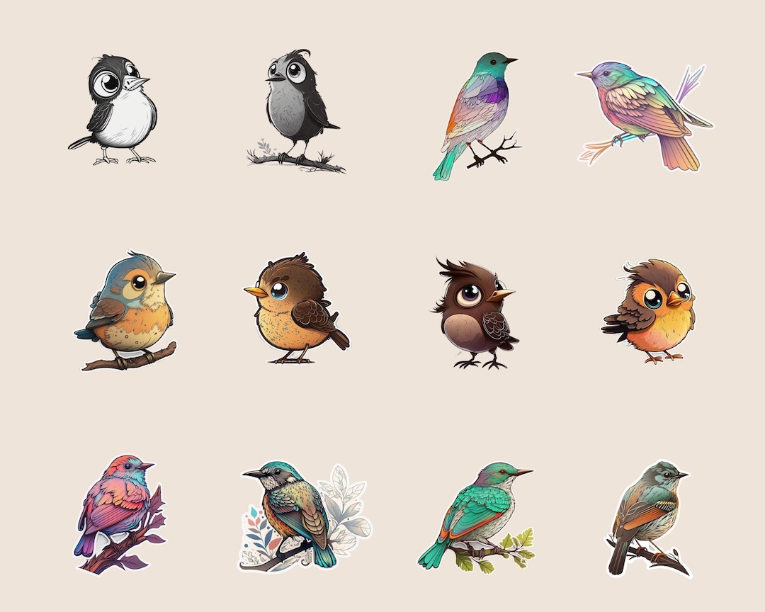 Bird Bundle Stickers Printable, Printable Stickers, Sticker Png Bundle ...