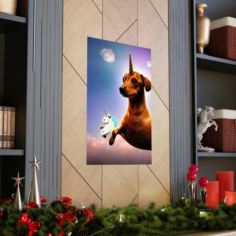 Flying Unicorn Weiner Dog Museum Quality Poster - Etsy