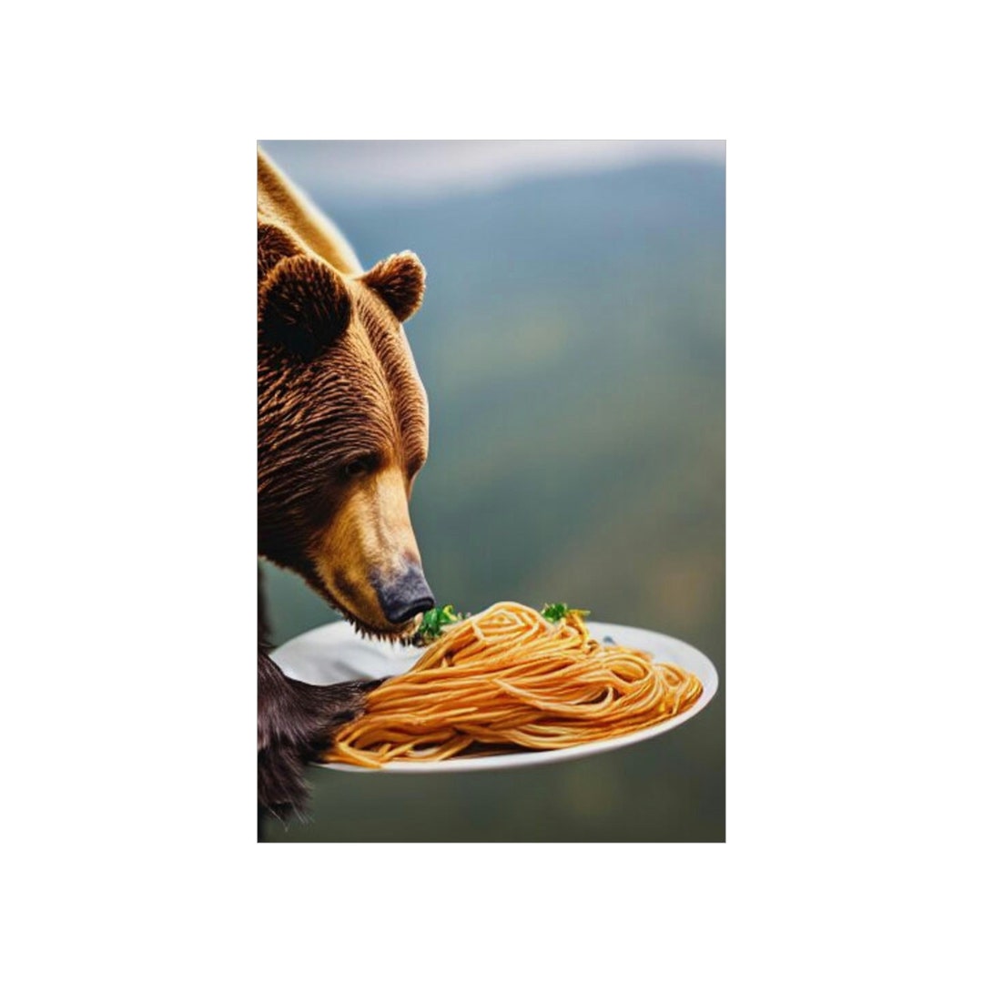 Yellowstone Bear Eating Spaghetti - Museum Quality Premium Matte ...