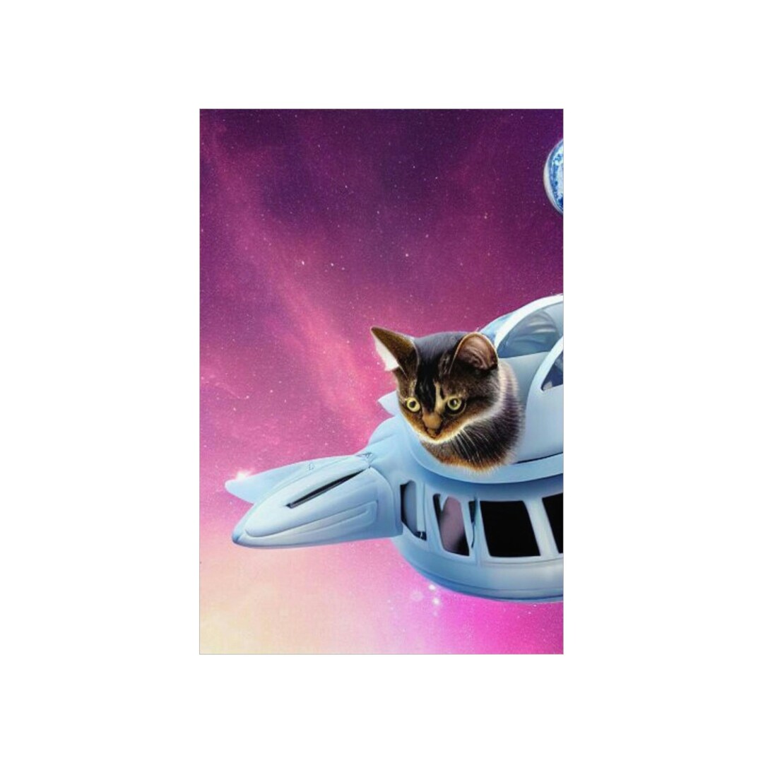 Cat Flying a Spaceship 8k Resolution Premium Museum Quality Poster - Etsy