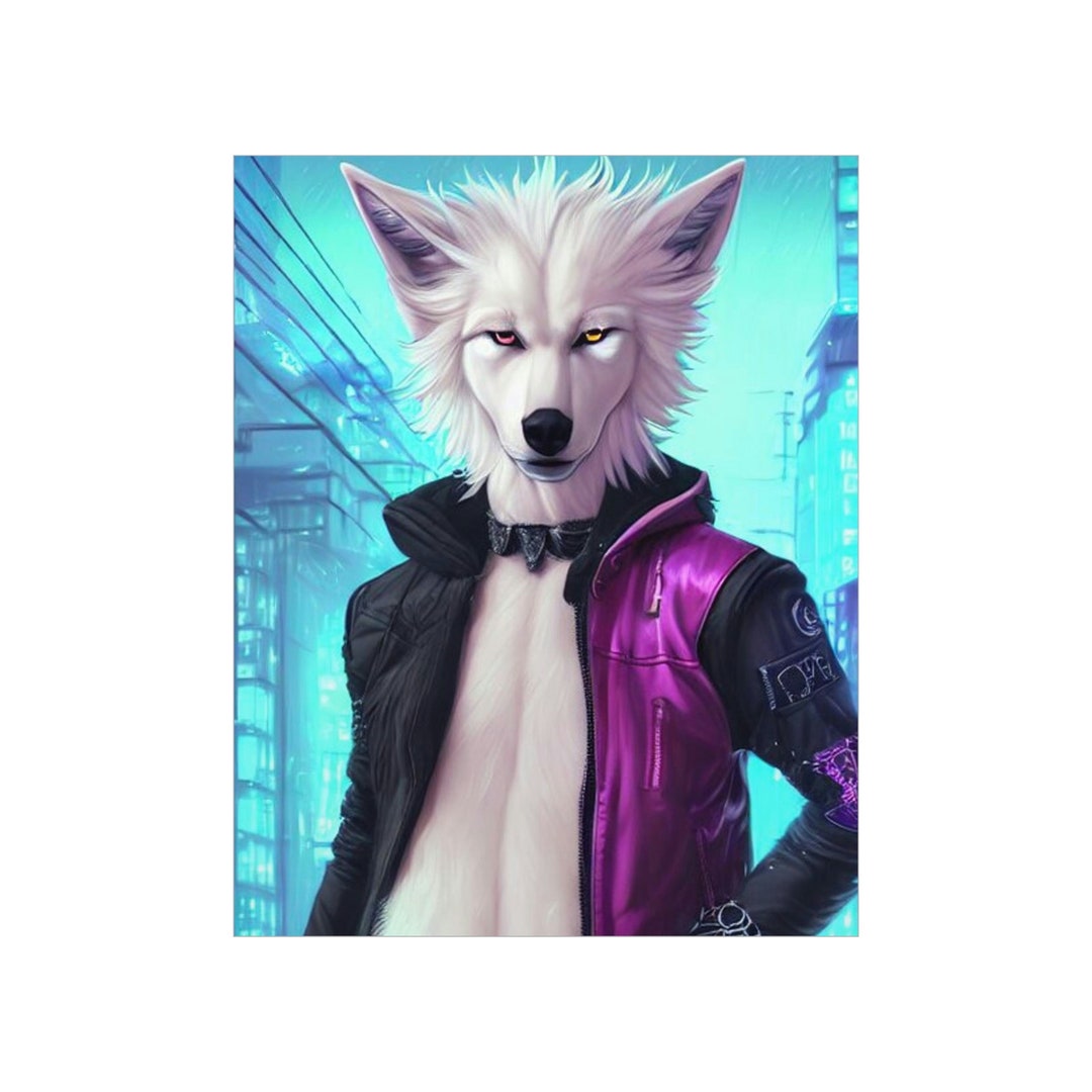 Cyberpunk White Wolf - Premium Museum Quality Poster - Etsy