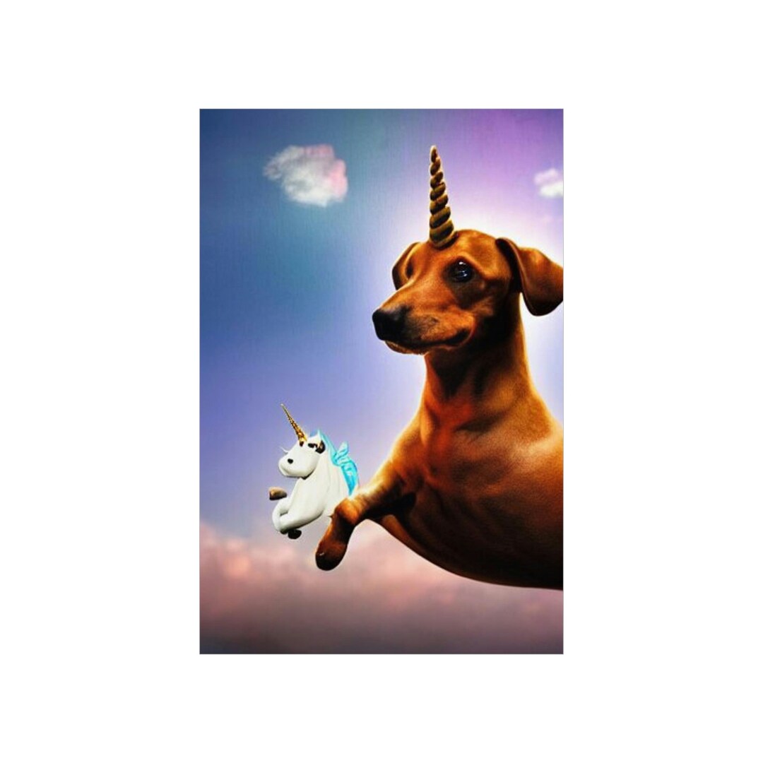 Flying Unicorn Weiner Dog Museum Quality Poster - Etsy
