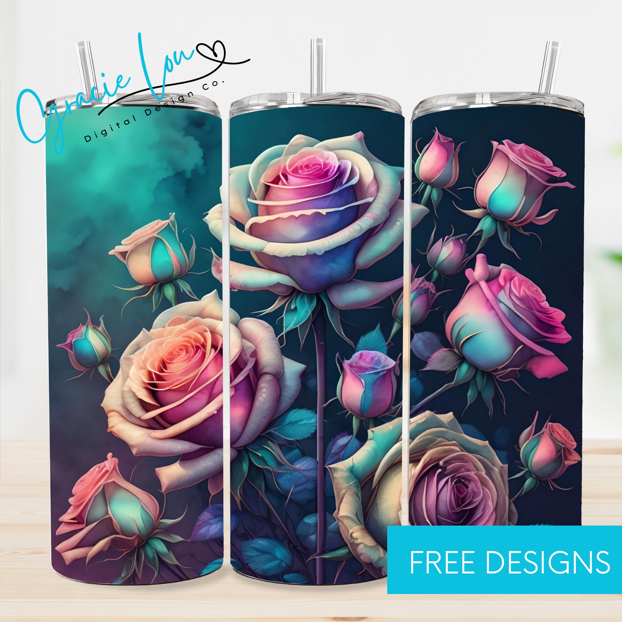 Watercolor Pink Roses Tumbler Design 20 Oz Skinny Tumbler - Etsy