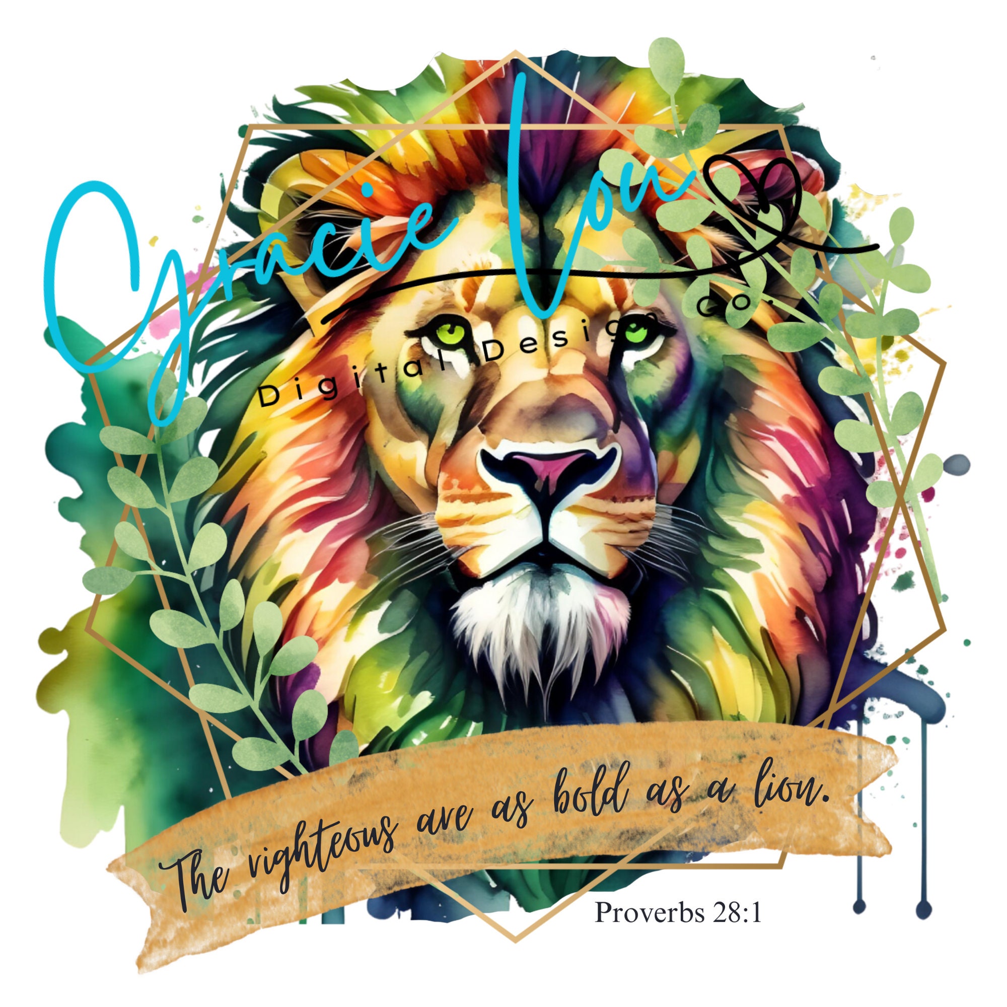 The Righteous Are as Bold as A Lion Png Colorful Popular Sublimation ...