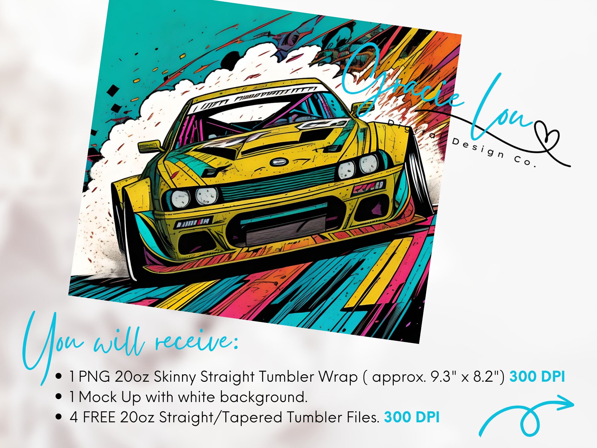 Graffiti Race Car Tumbler Wrap Png 20 Oz Skinny Tumbler - Etsy