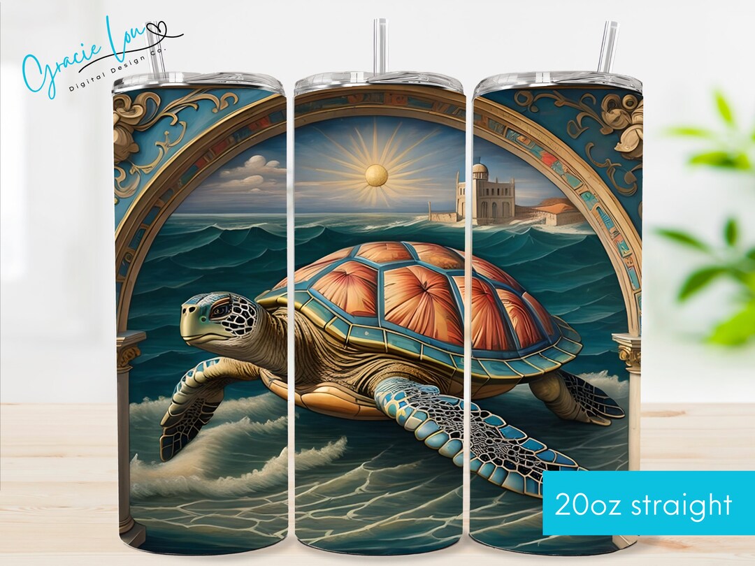 Victorian Sea Turtle Tumbler Wrap Png 20 Oz Skinny Tumbler - Etsy