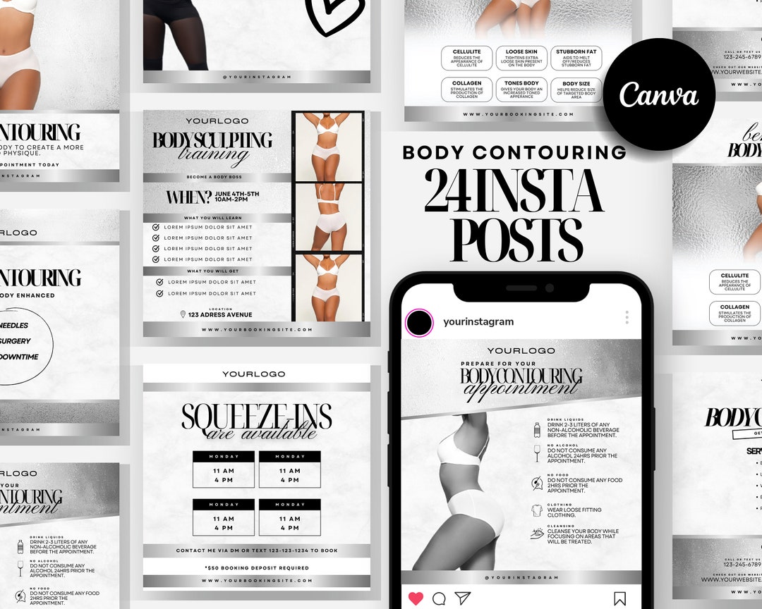 24 Body Contouring Flyer, DIY Flyer Template, Body Contour Flyer, Body ...
