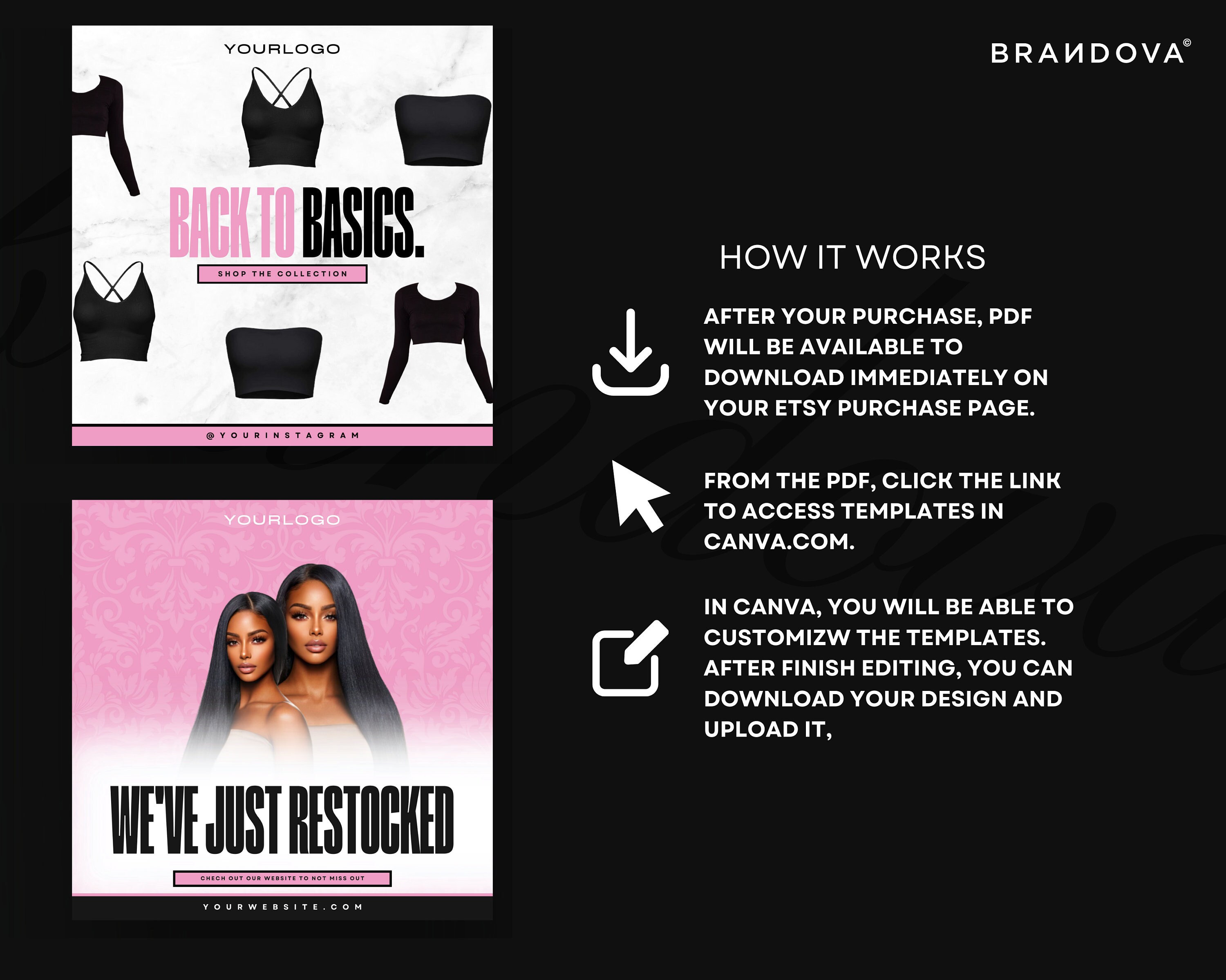 Premium Fashion Instagram Posts | Diy Canva Editable | Boutique Luxury ...