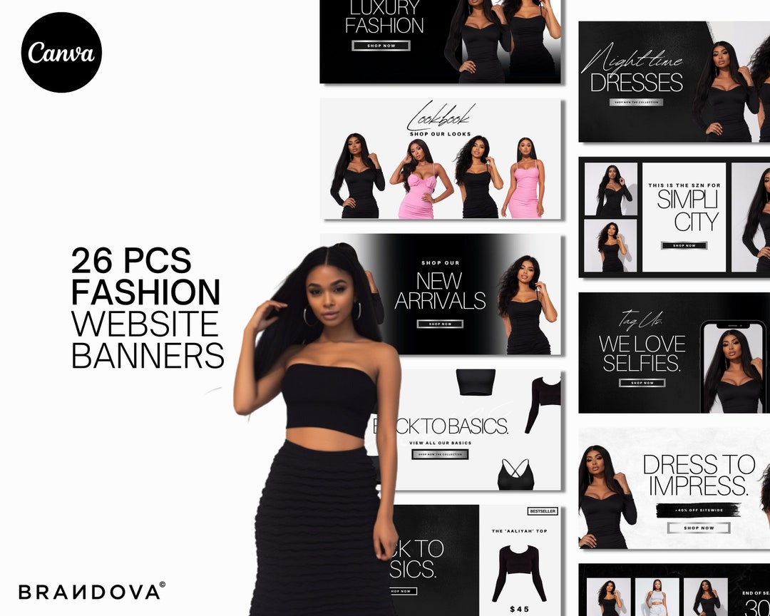Web Banners Fashion Pack | 26 Shopify Wix Website Banner Templates Pack ...