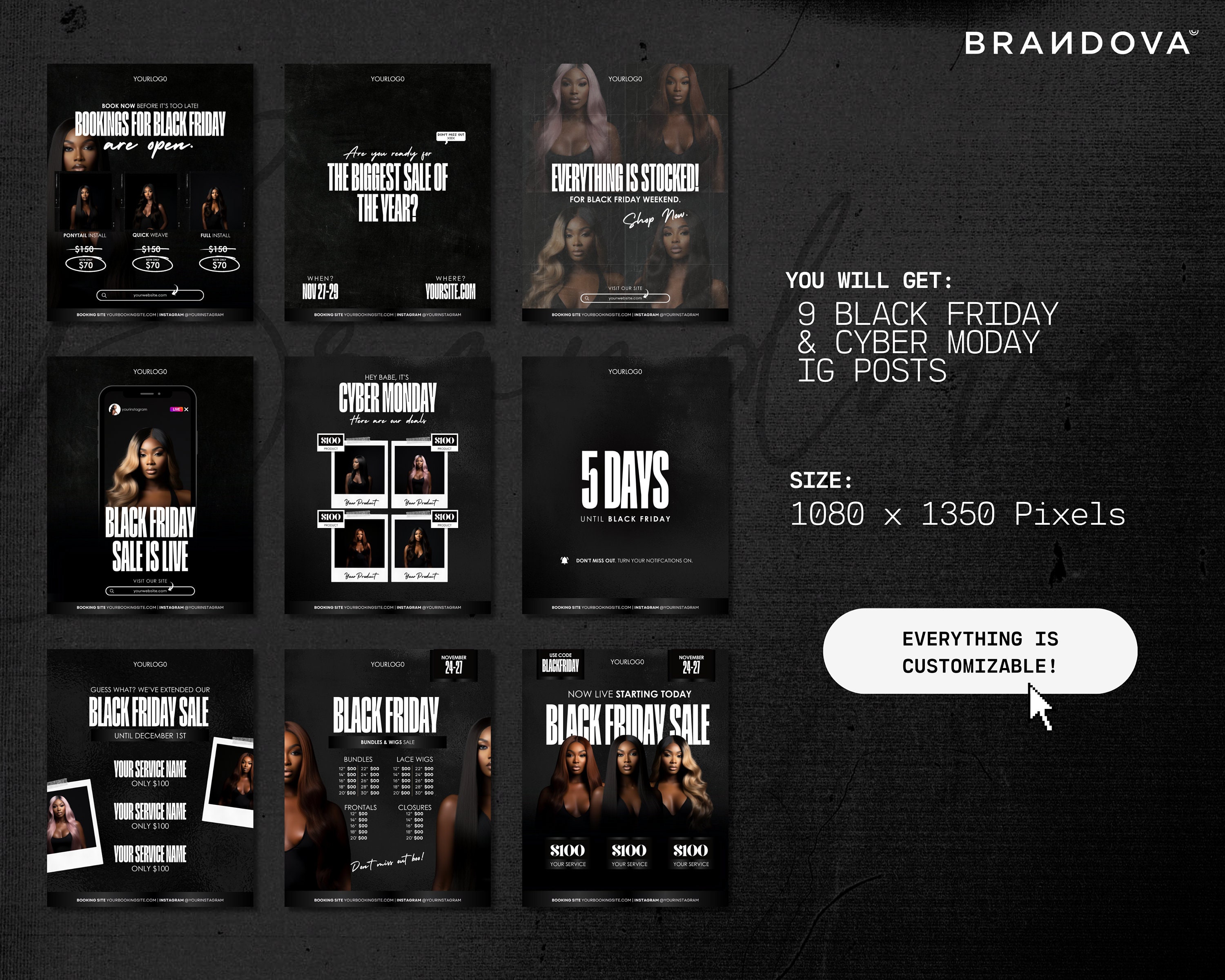 Black Friday Hair Templates, Hairstylist Boutique Cyber Monday Sales ...