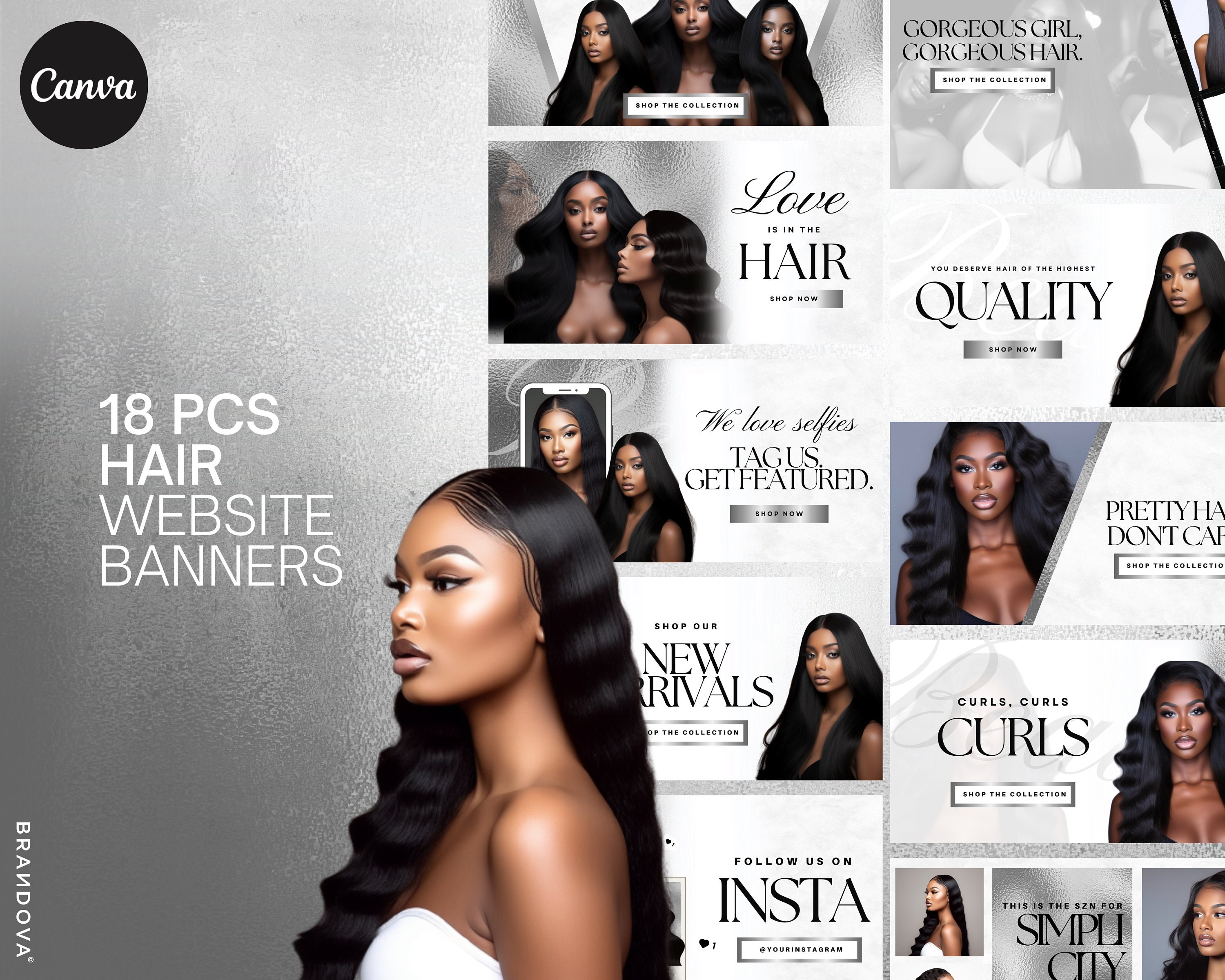 18 Hair Web Banner Set | Premade Web Banners Templates | Hair Website ...