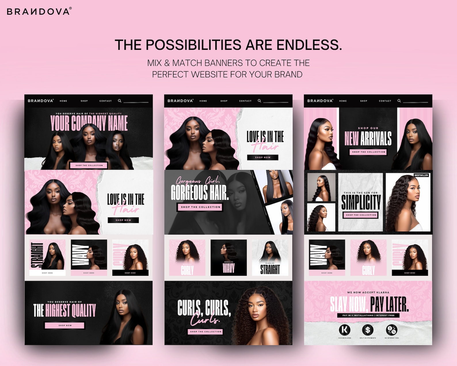 DIY Pink Hair Website Banner Kit | Shopify Hair Extensions | Wig ...