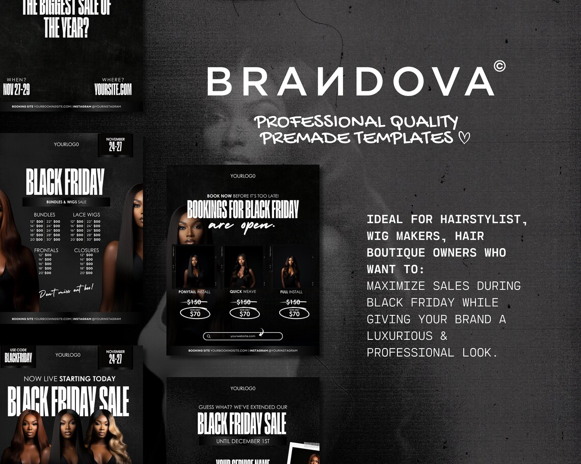 Black Friday Hair Templates, Hairstylist Boutique Cyber Monday Sales ...