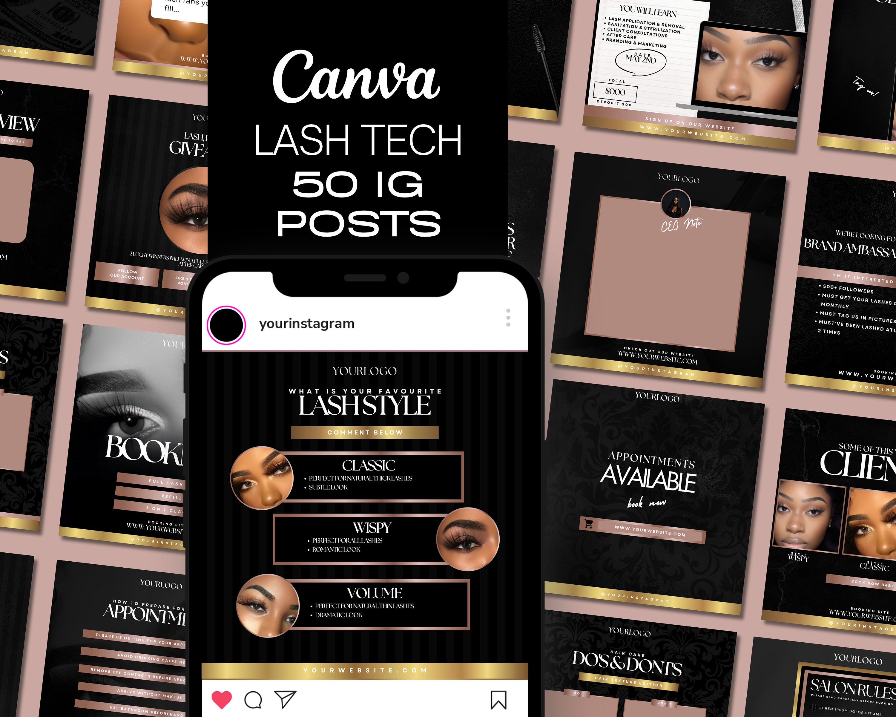 50 Lash Tech Flyers Pack Lash Tech IG Posts Lash Tech - Etsy