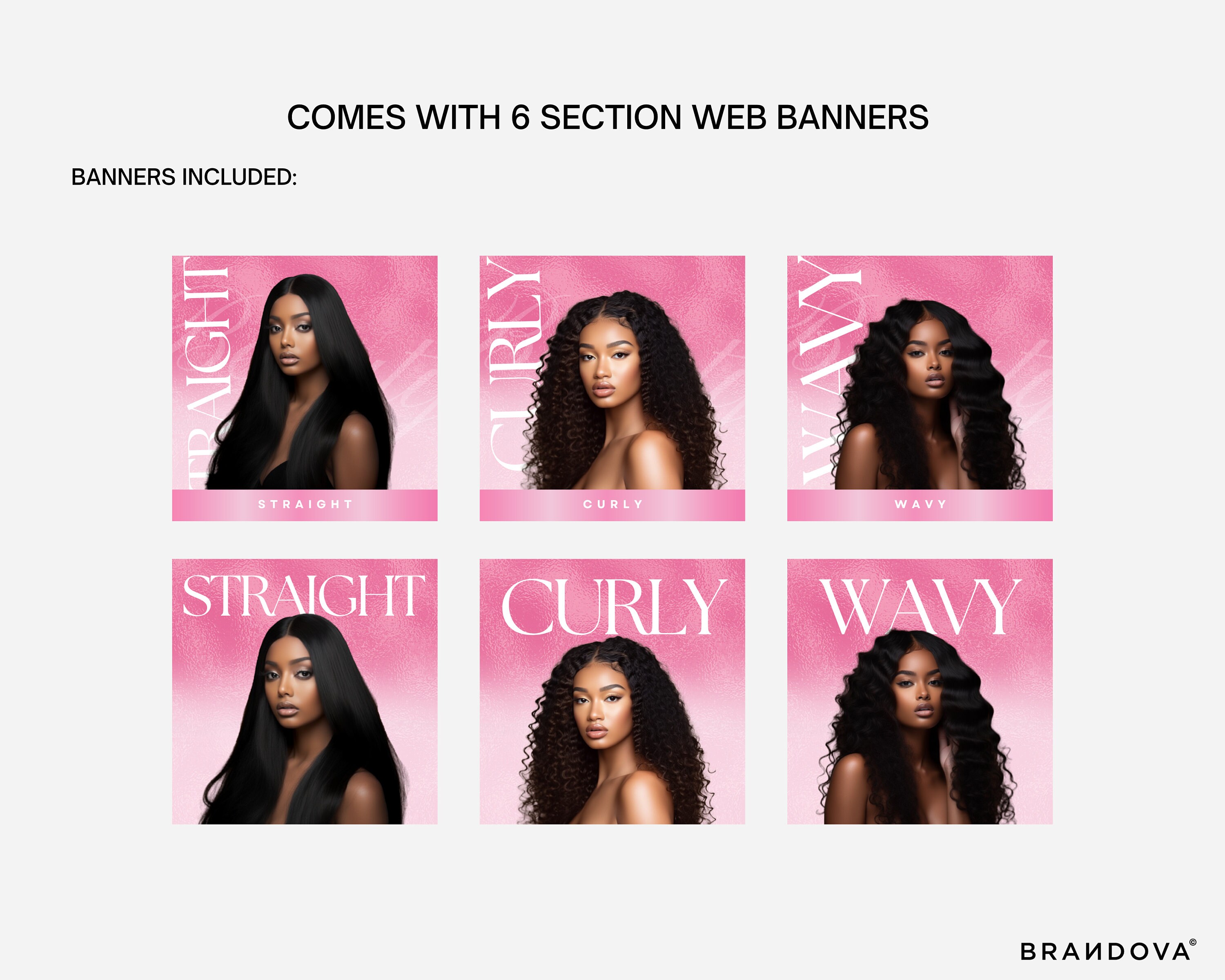 DIY Pink Hair Website Banner Kit Shopify Hair Extensions Wig Boutique ...