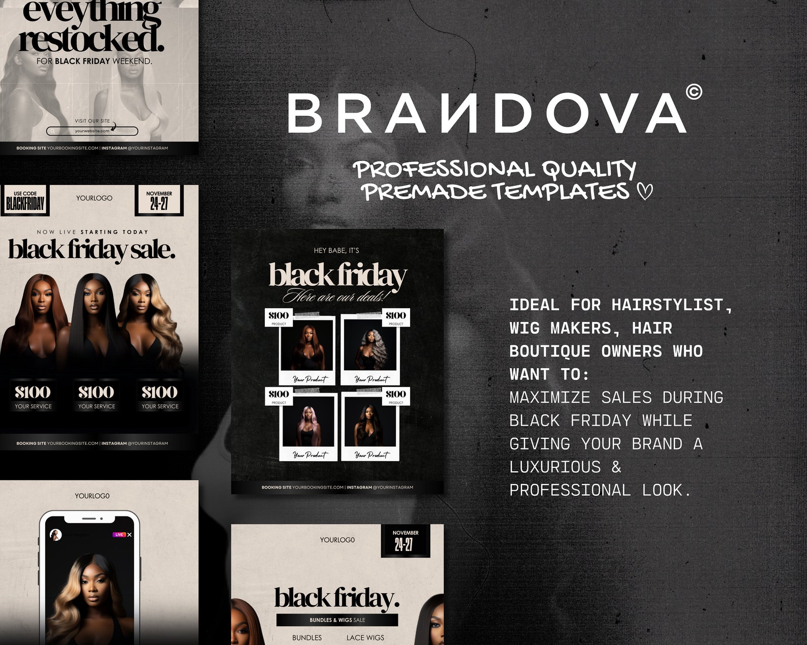 Black Friday Hair Bookings Template, Hairstylist Boutique Black Friday ...