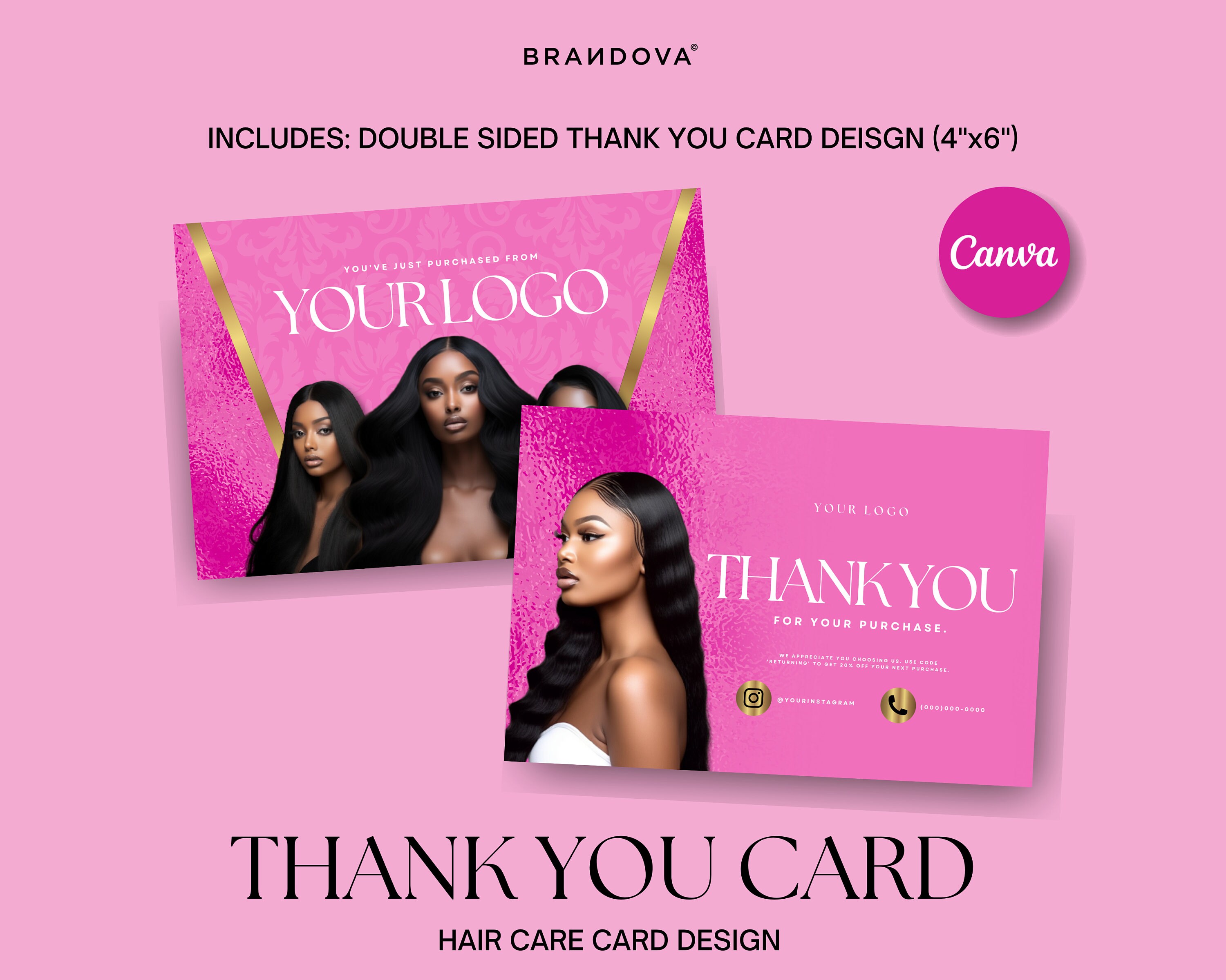 Hair Business Kit Template | Hairstylist Design | Business Card | Thank ...