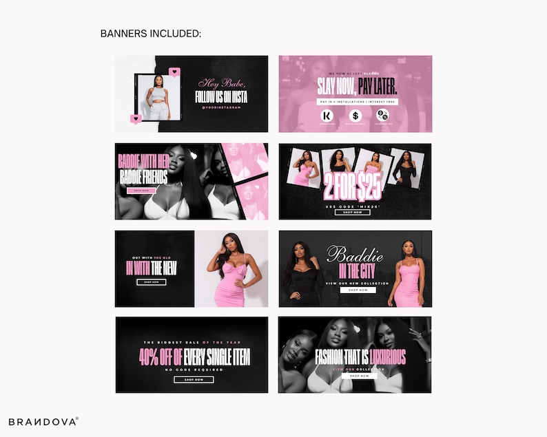 Fashion Web Banners Pack | Shopify Wix Banner Website | Canva Website ...