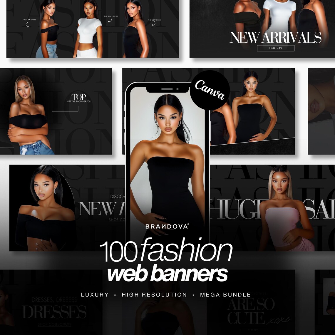 100 X Fashion Web Banners Bundle, Clothing Website Banner Pack ...