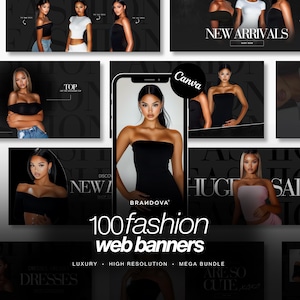 100 X Fashion Web Banners Bundle, Clothing Website Banner Pack ...