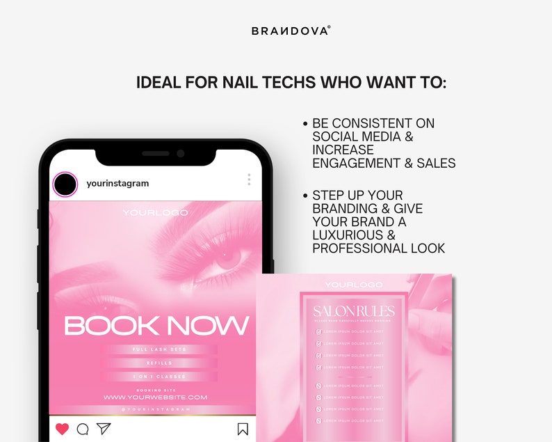 50 Lash Tech IG Flyers Pack, Lash Tech Branding Kit, Eyelash Extensions ...